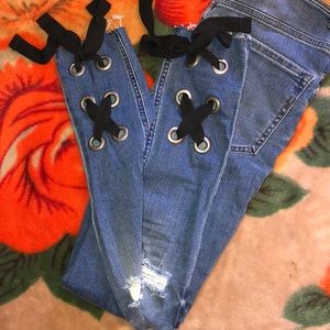 Express | Jeans | Expresssuper High Waisted Laceup Stretch Ankle | Poshmark